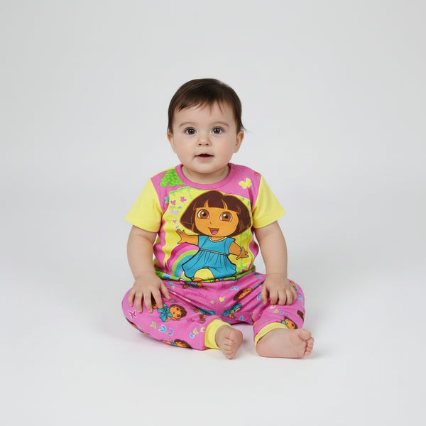 Dora The Explorer Pink/Yellow Cotton Pyjama Set – Little Toes Egypt